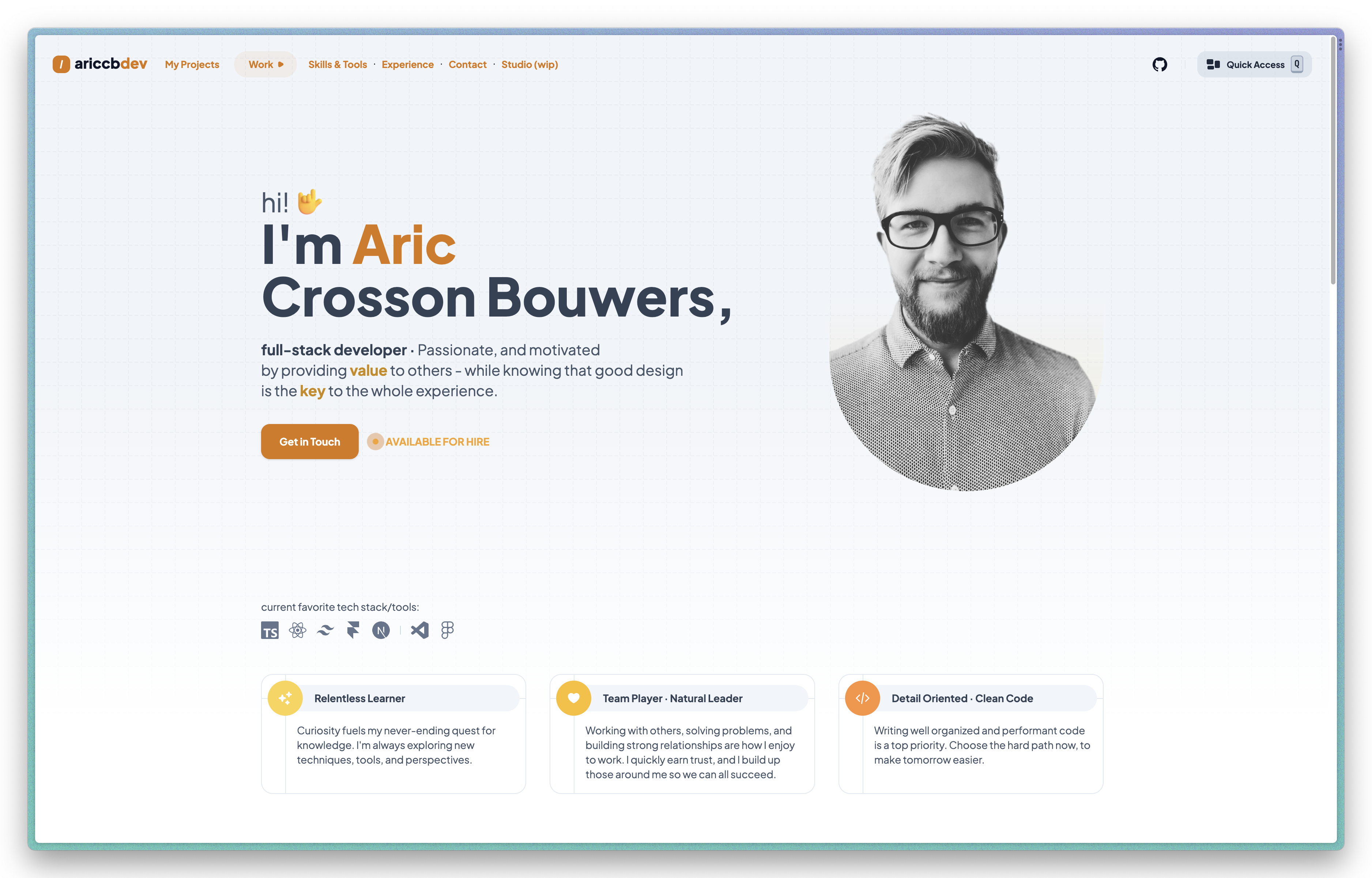 Aric Crosson Bouwers · Full-Stack Developer